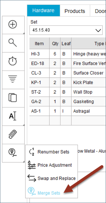Find and merge duplicate hardware sets | Openings Studio Knowledge Base